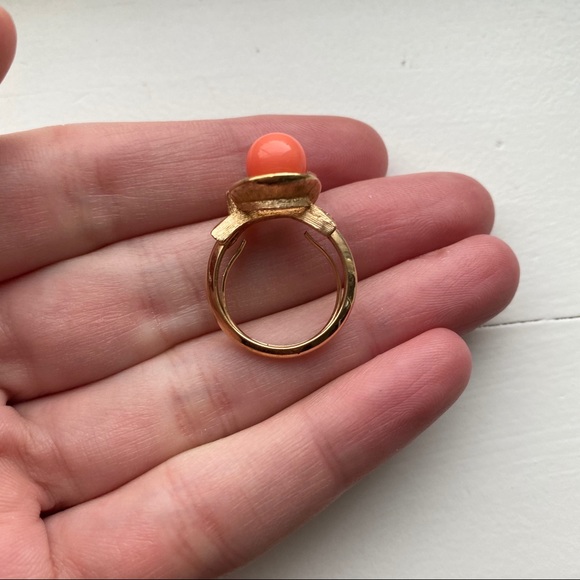 Avon | Jewelry | Vintage Avon Gold Swirl Orange Bead Ring | Poshmark